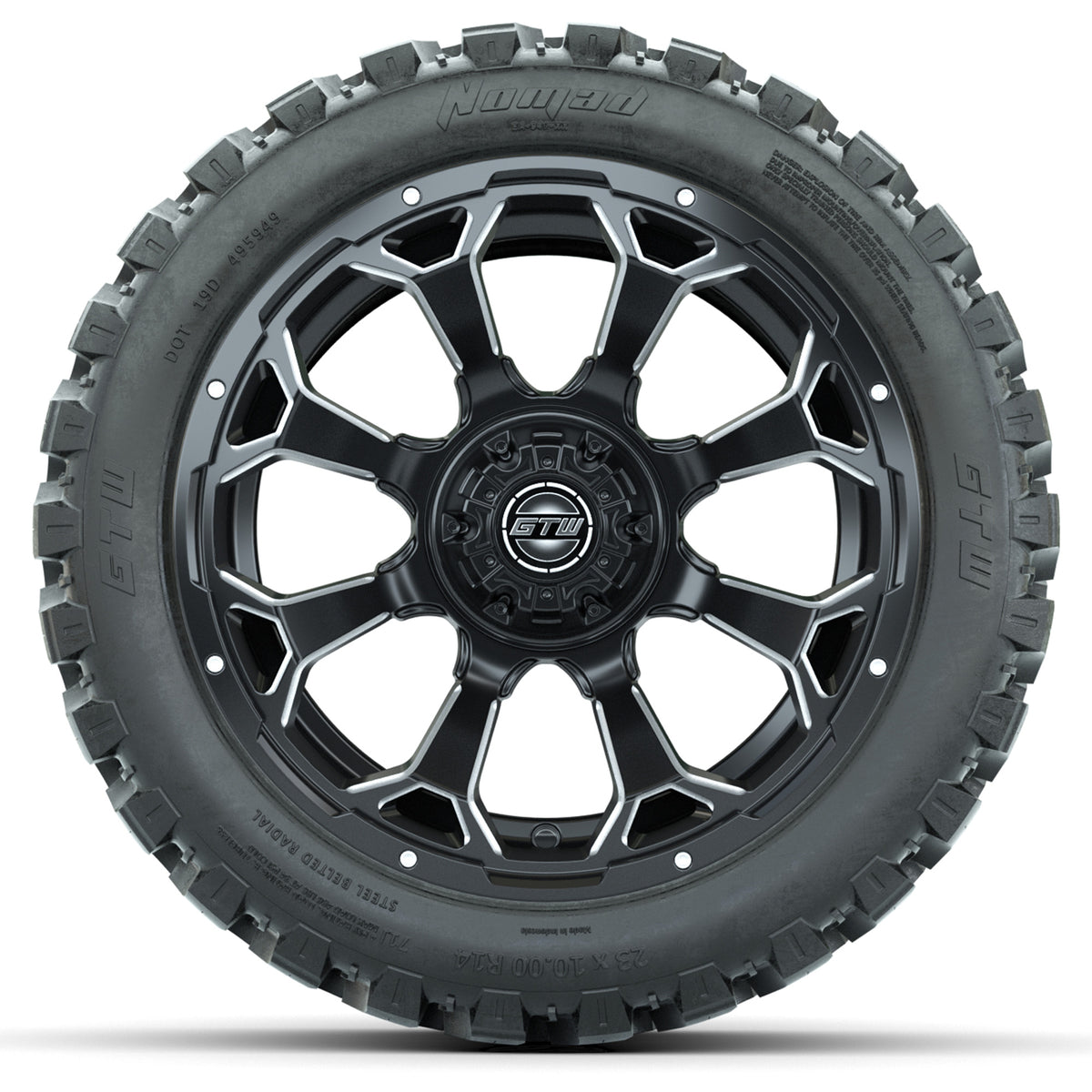 Set of (4) 14 in GTW Raven Wheels with 23x10-14 GTW Nomad All-Terrain ...