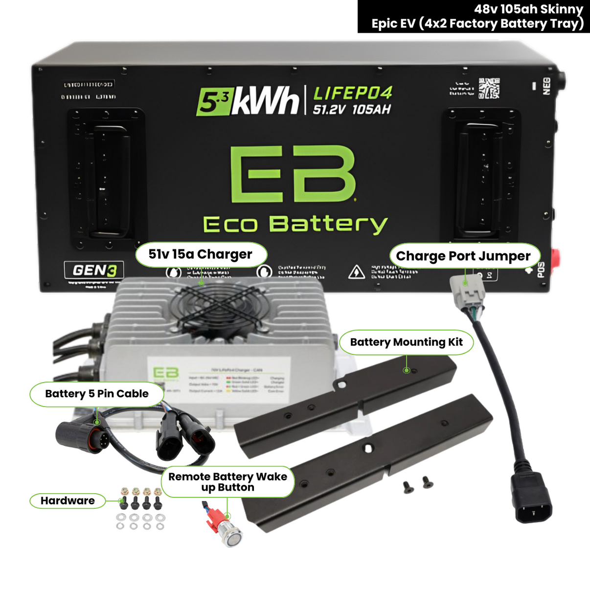 Extreme Kartz | 48V 105Ah Skinny GEN3 Eco Battery Kit